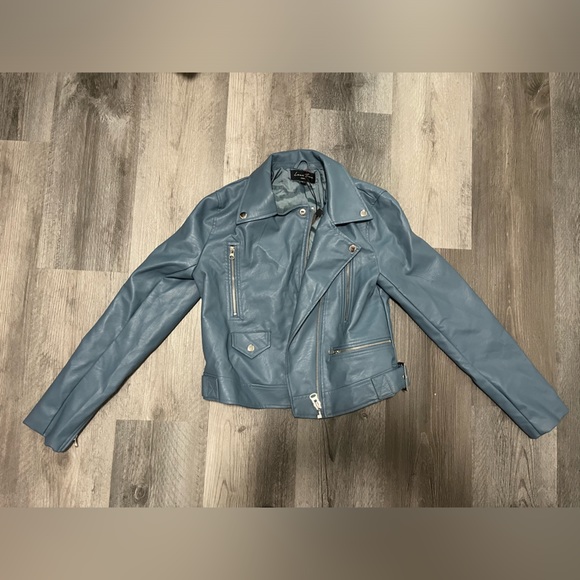 Love Tree | Jackets & Coats | Blue Leather Jacket | Poshmark